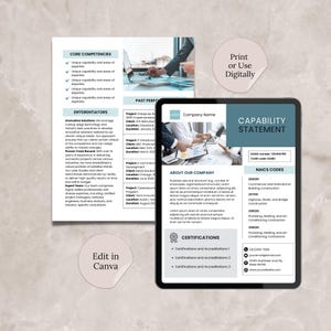 Capability Statement Canva Template Editable Capability Statement ...
