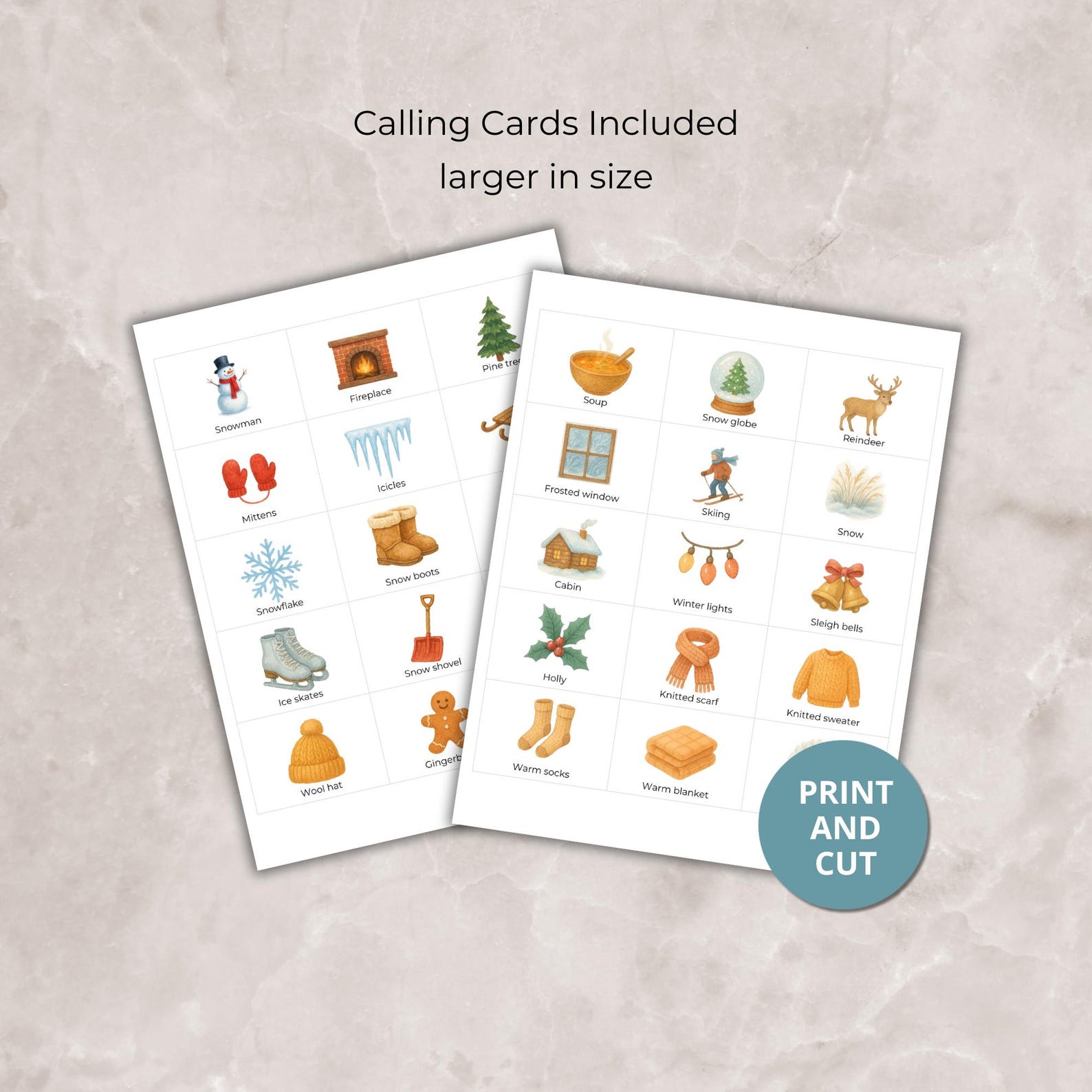 Tarjetas de bingo de invierno: 100 tarjetas únicas, descarga digital ...