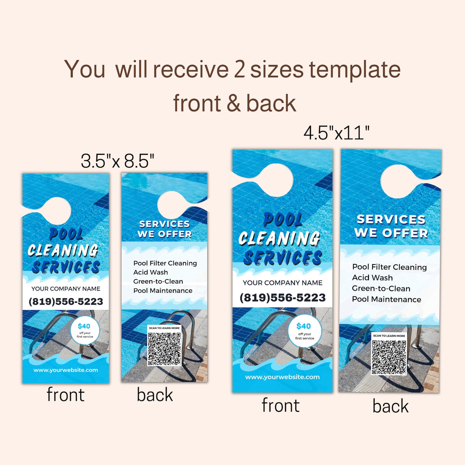 Swimming Pool Cleaning Service Flyer, Editable Canva Template Door ...