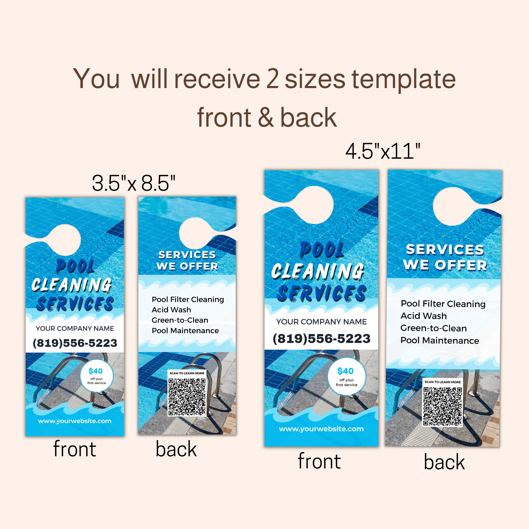 Swimming Pool Cleaning Service Flyer, Editable Canva Template Door ...