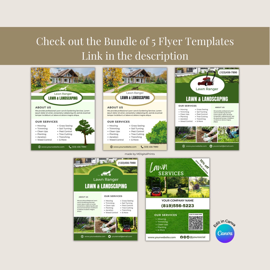 Landscaping Lawn Services Business Flyer Canva Template, Mowing ...