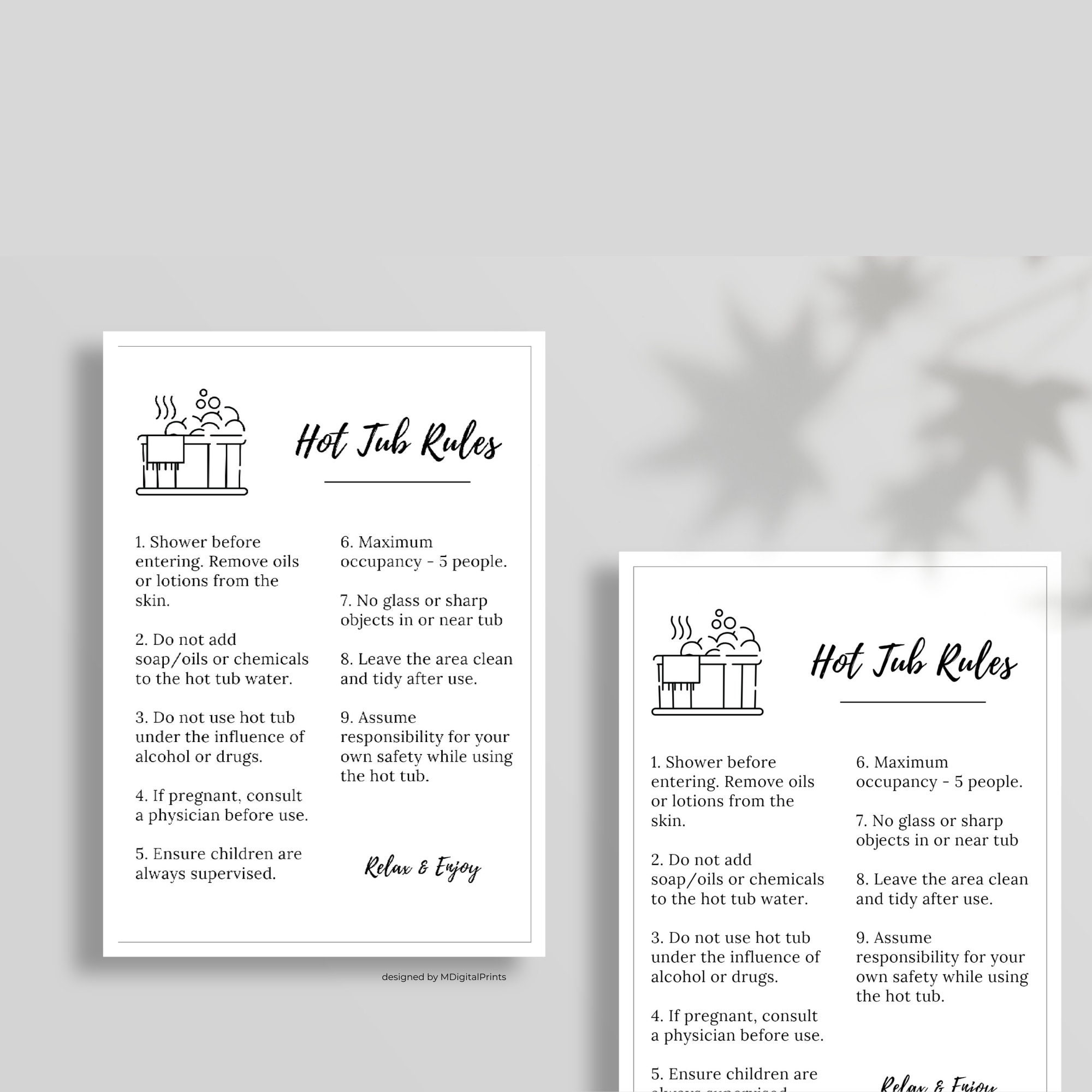 Hot Tub Rules Sign Printable for Airbnb, Airbnb Template for Hot Tub ...