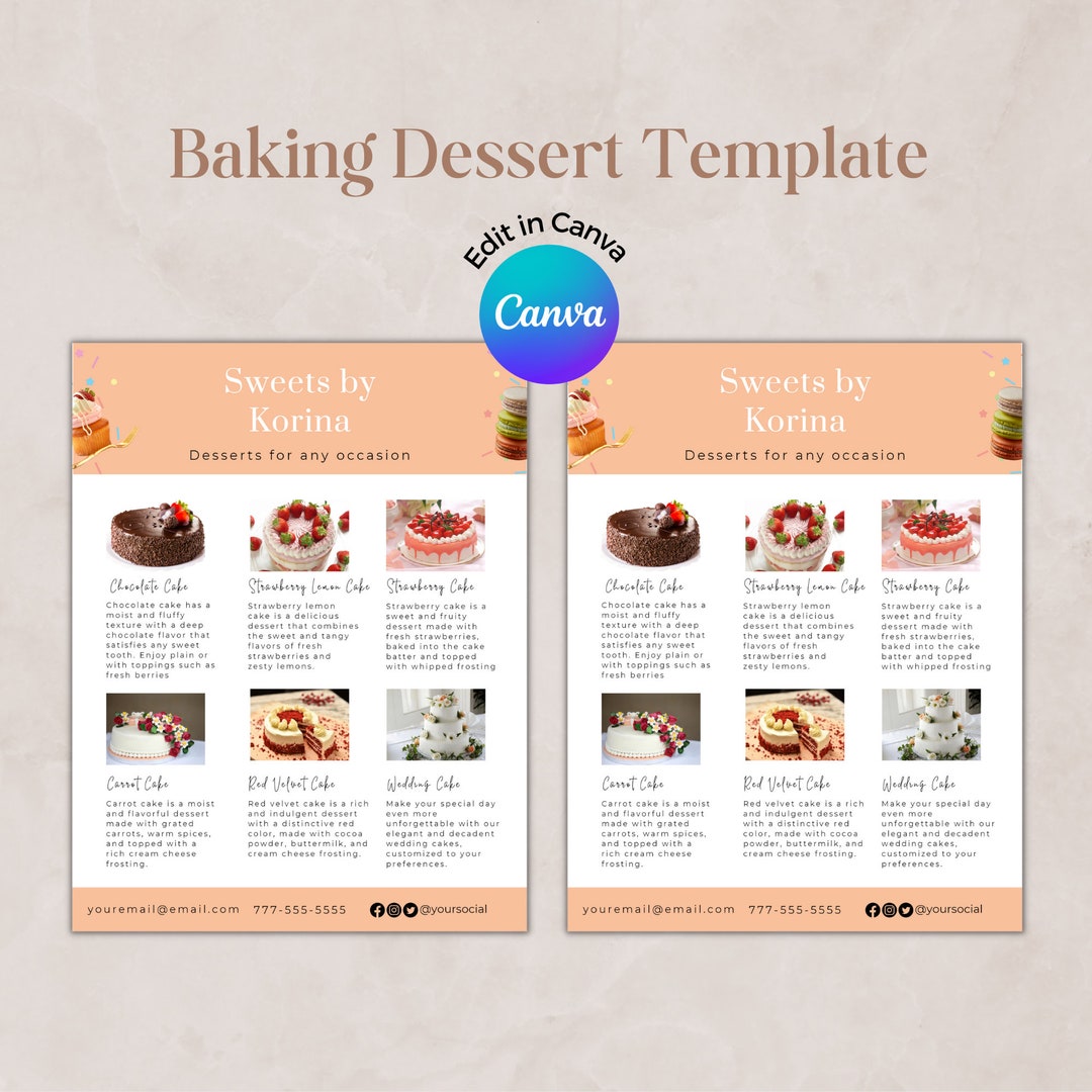 Cake Flyer Canva Template,baking Dessert Sweets Baking Flyer, Bake Sale ...