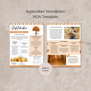 September HOA Newsletter Canva Template Editable September Newsletter ...