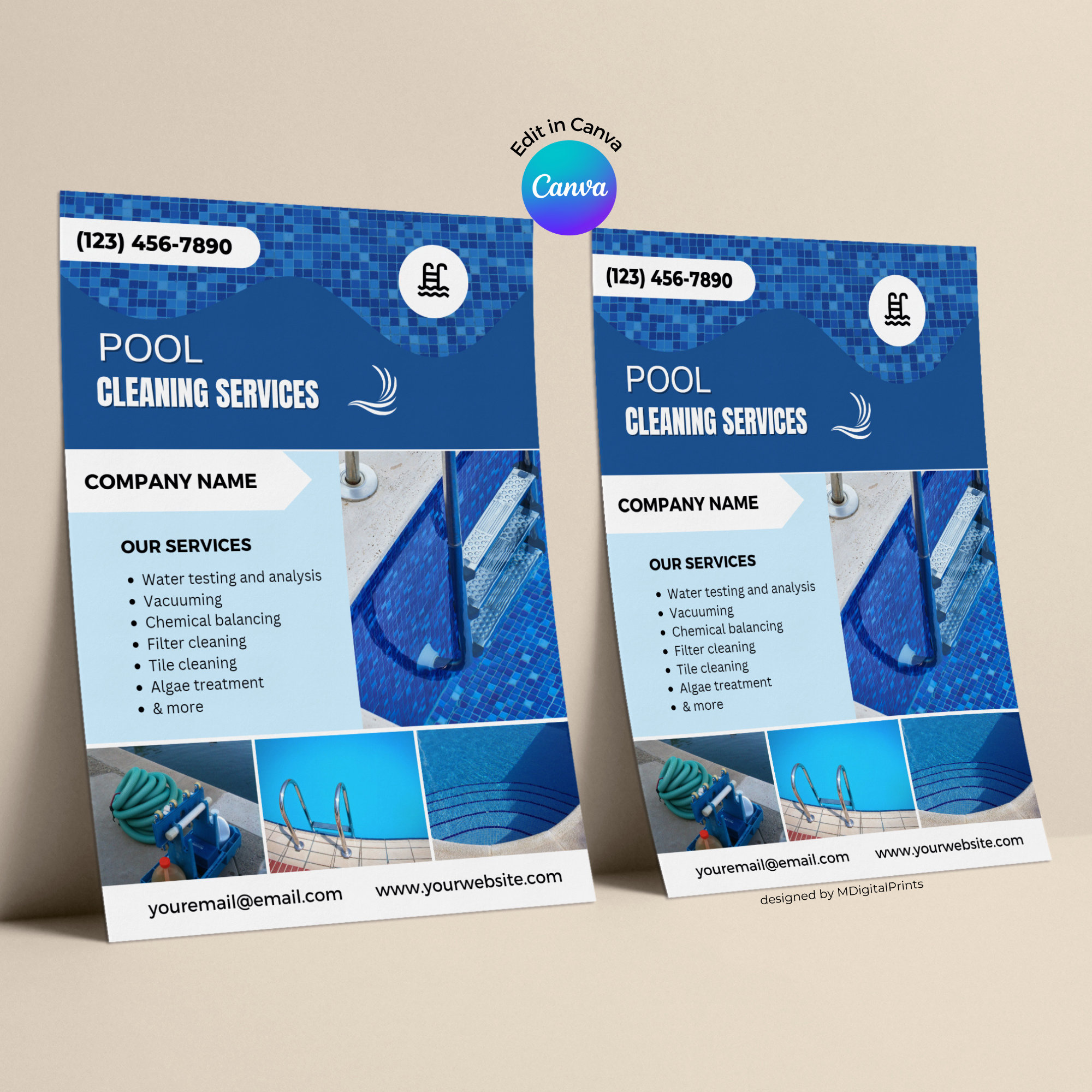 Pool Services Flyer Canva Template, Swimming Pool Cleaning Business ...