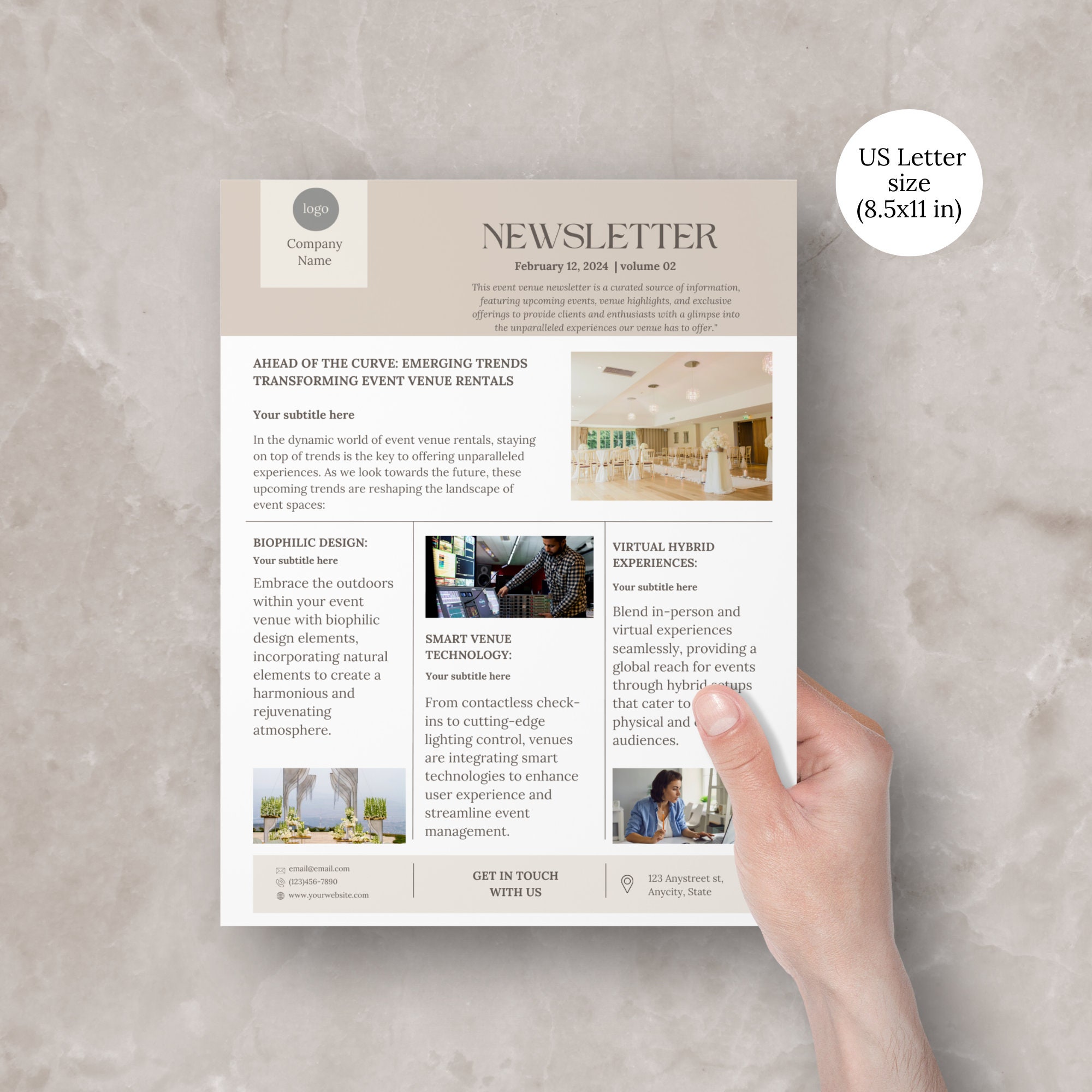 Event Venue Newsletter Template Canva, Editable Venue Rental Business ...