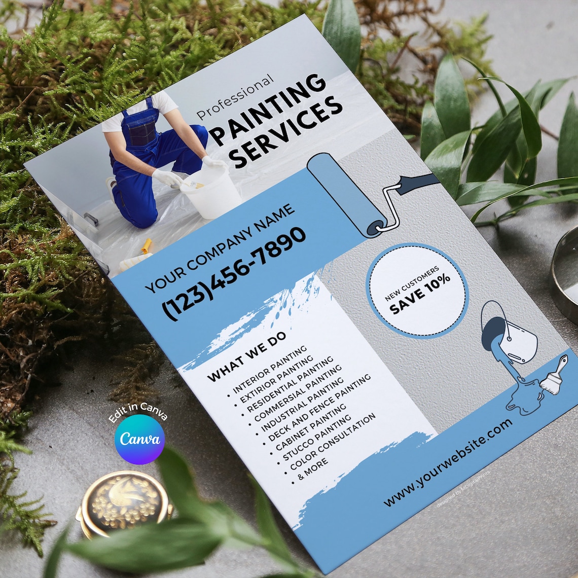 Painting Services Flyer Canva Template, House Painter Flyer, Painting ...