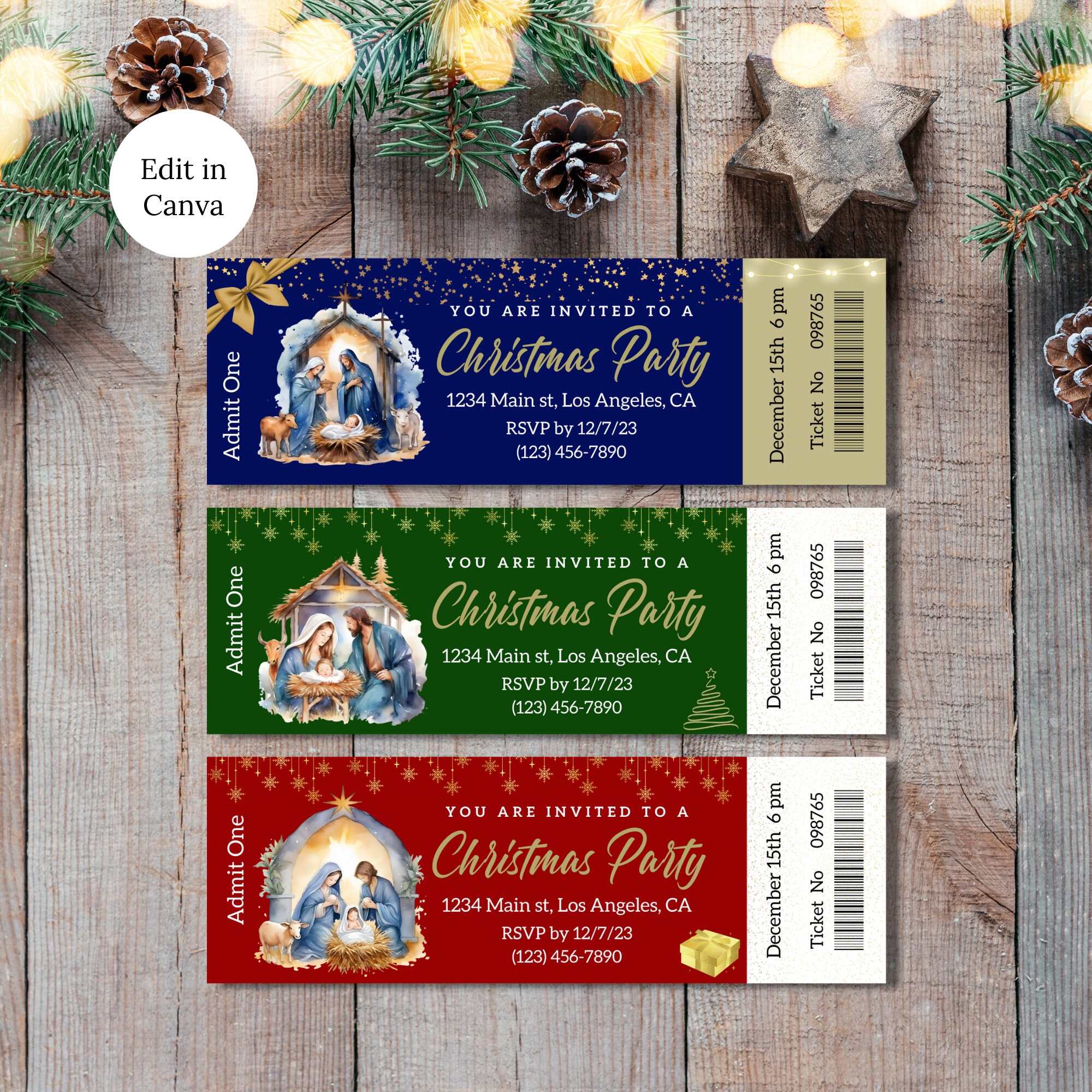 Christmas Event Ticket Canva Template Editable Nativity - Etsy