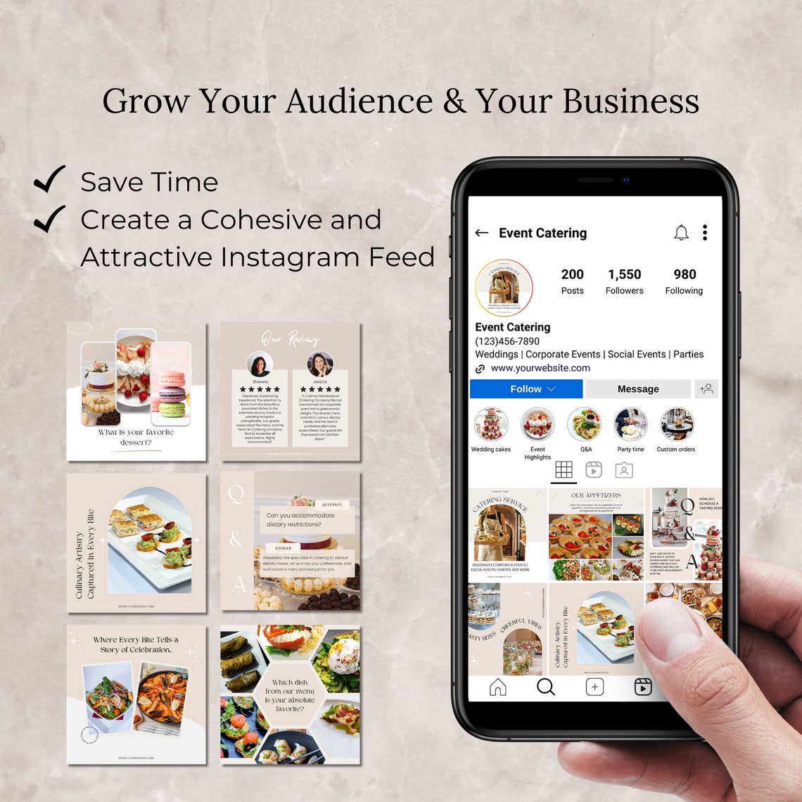 Catering Instagram Posts Canva Template, Editable Wedding Catering ...