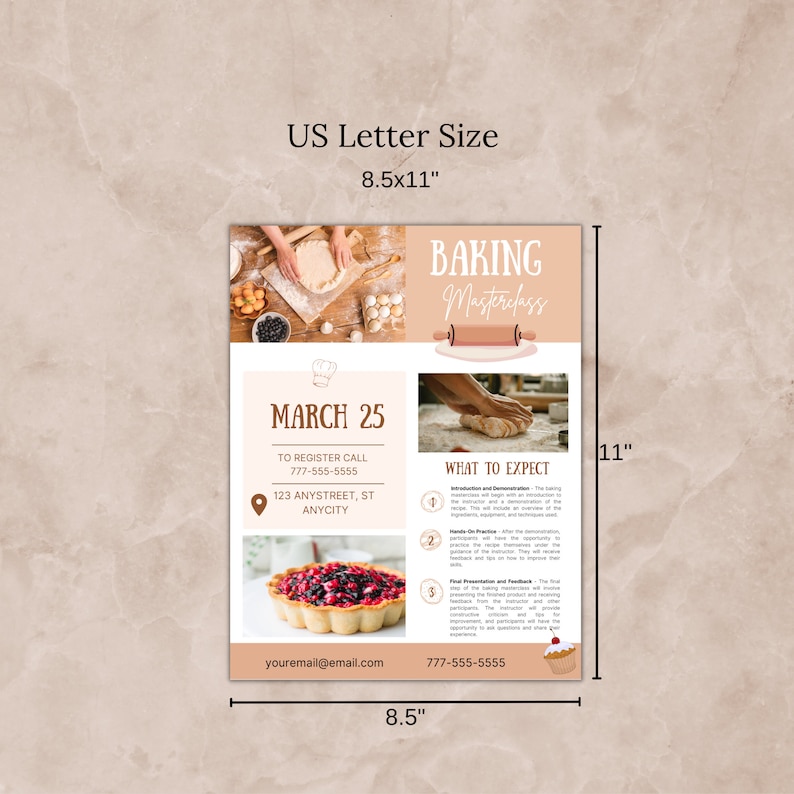 Baking Masterclass Flyer Canva Template, Baking Class Flyers Template ...