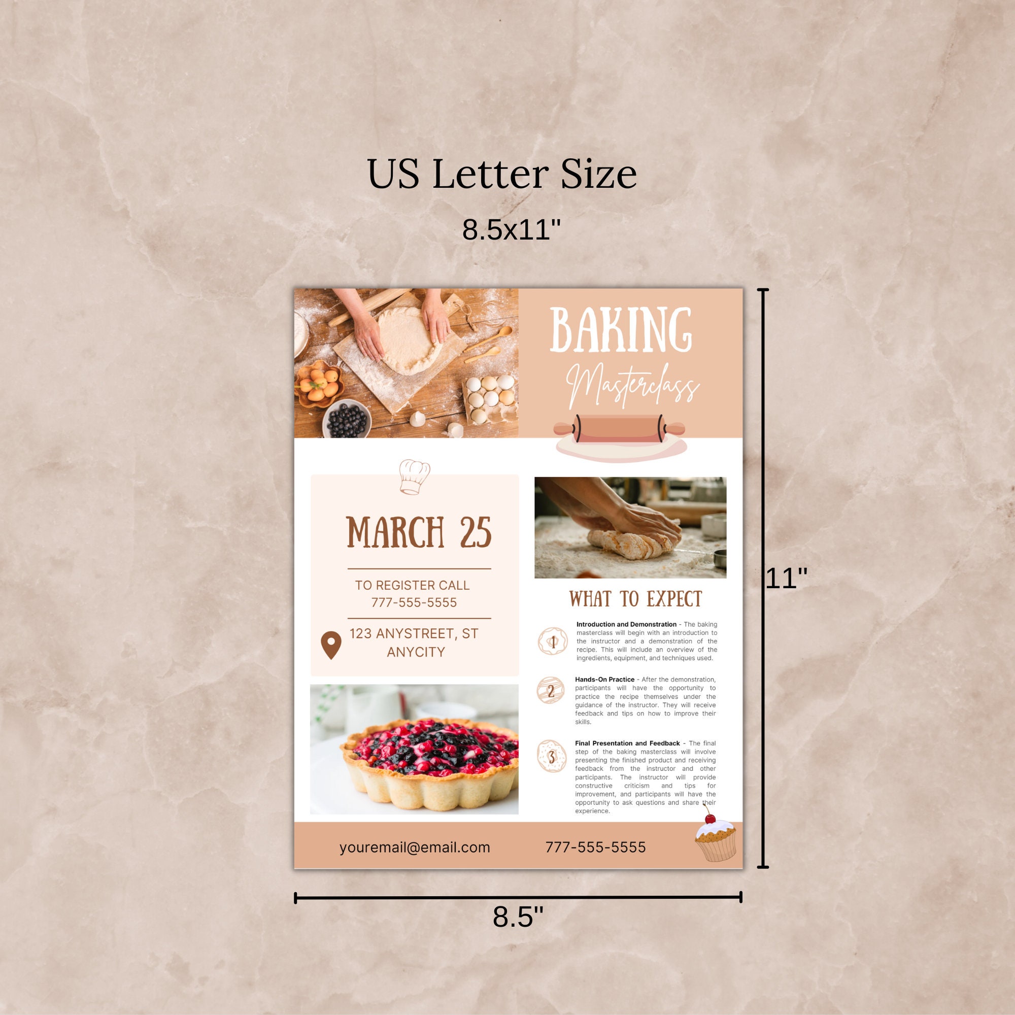 Baking Masterclass Flyer Canva Template, Baking Class Flyers Template ...