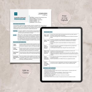 Standard Operating Procedure Template Canva, Editable SOP Document ...