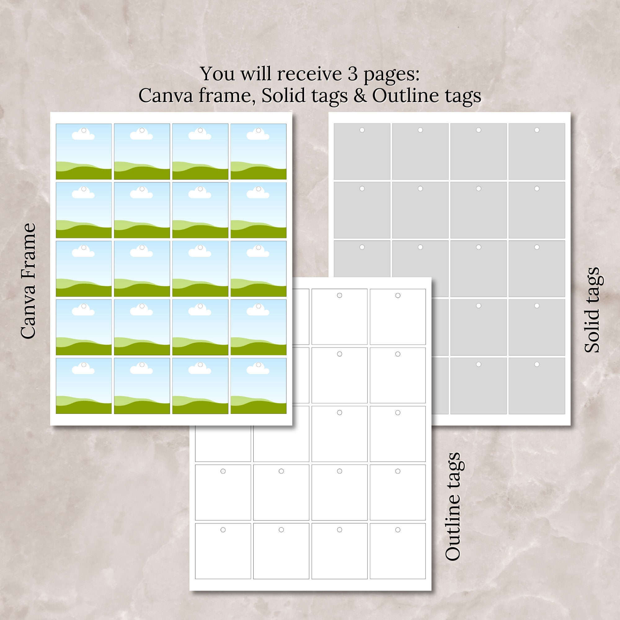 Square Blank Tags Canva Template, Square Hang Tags 2 by 2 Inches Mockup ...