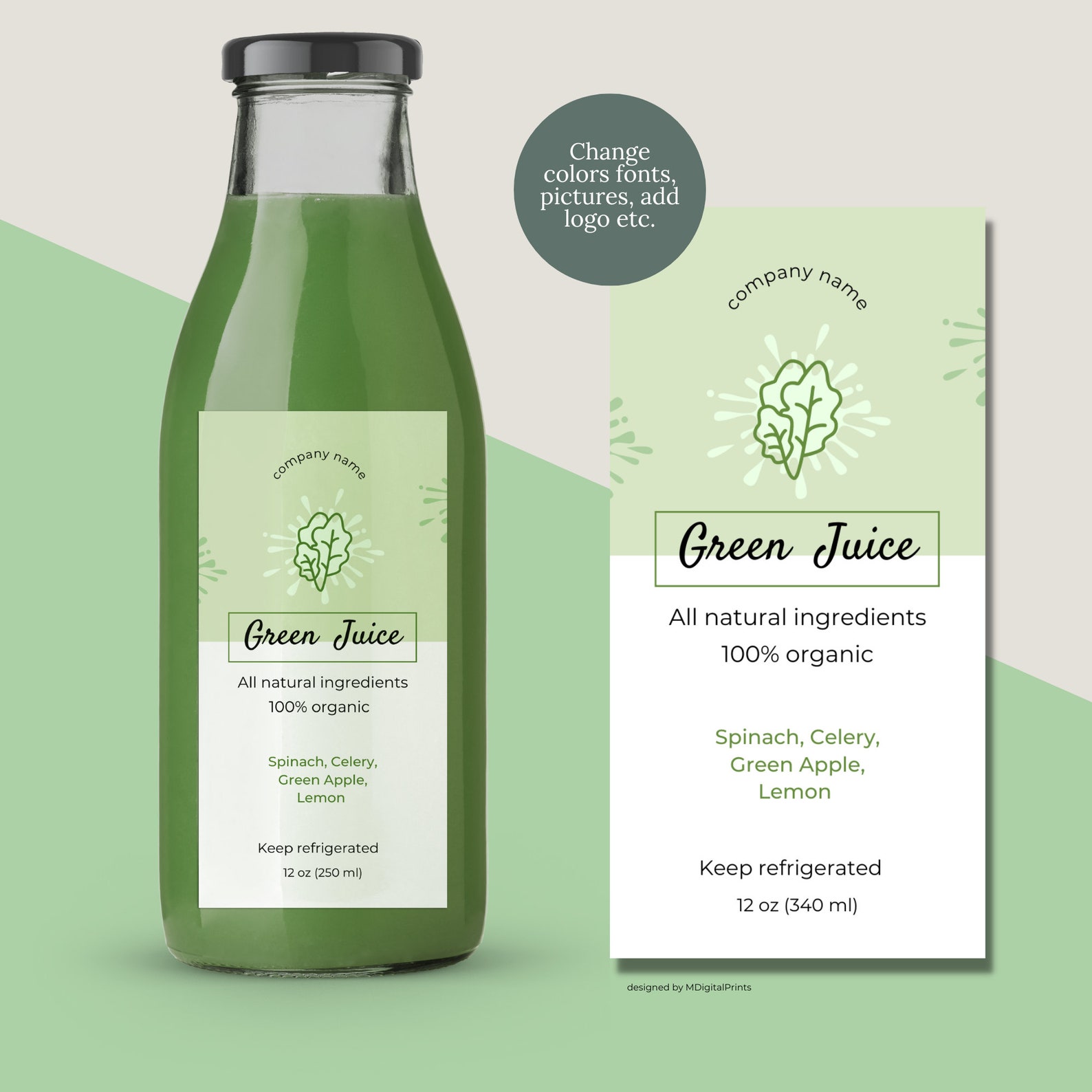 Editable Juice Bottle Labels Canva Template, Beverage Bottle Labels ...
