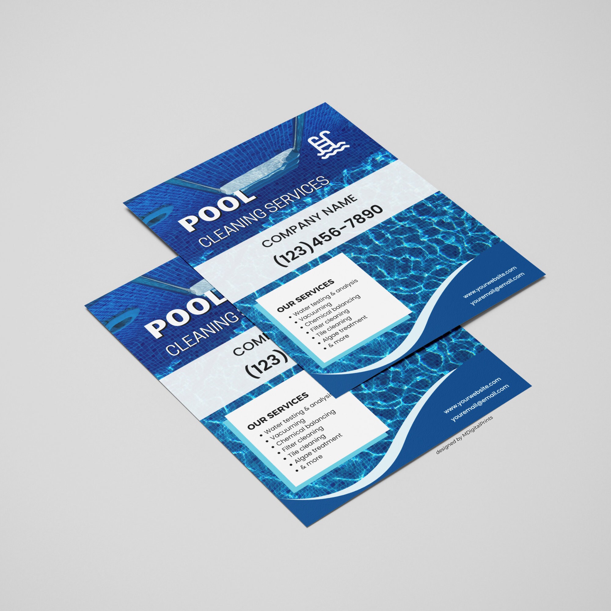 Pool Services Flyer Canva Template, Swimming Pool Business Editable ...