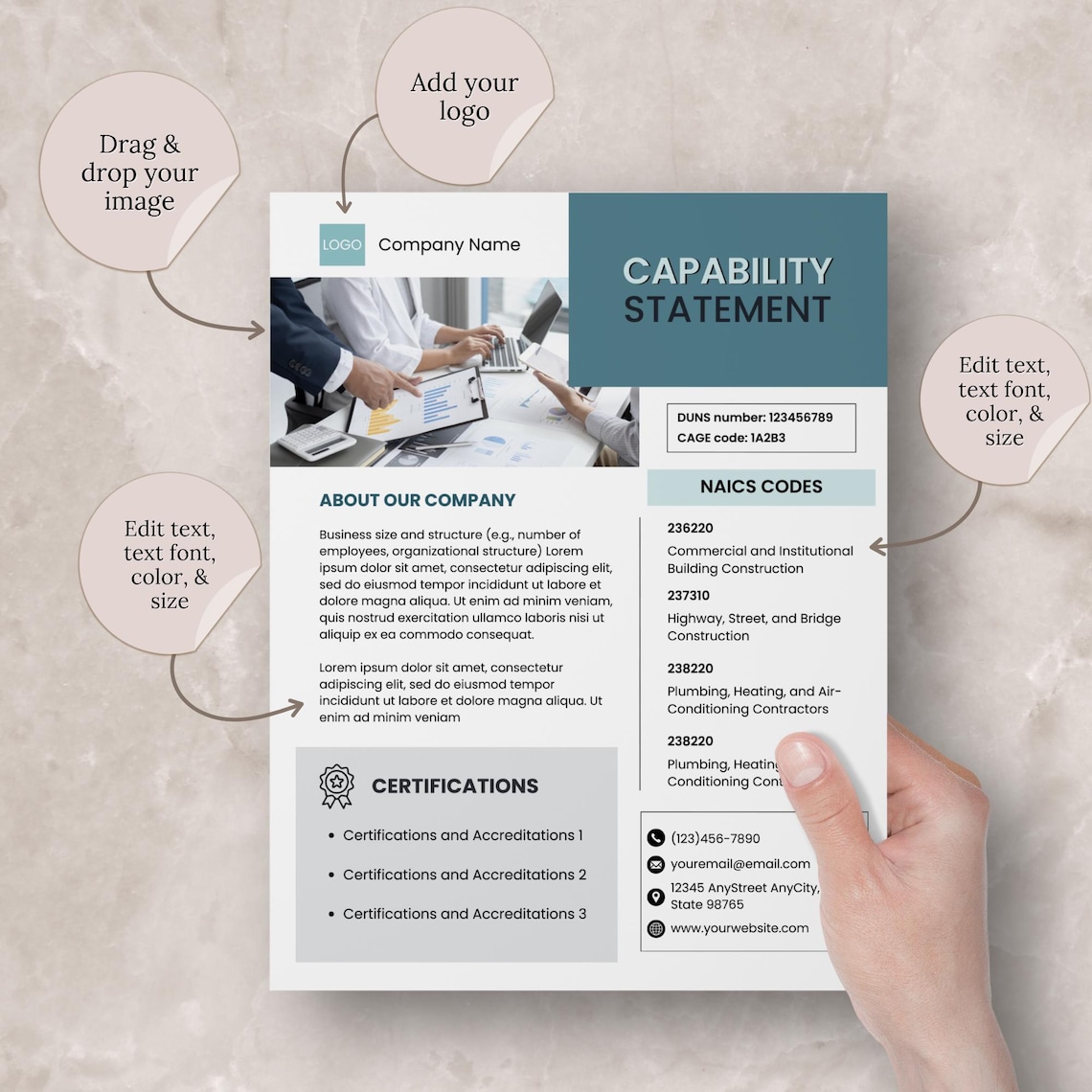 Capability Statement Canva Template Editable Capability Statement ...
