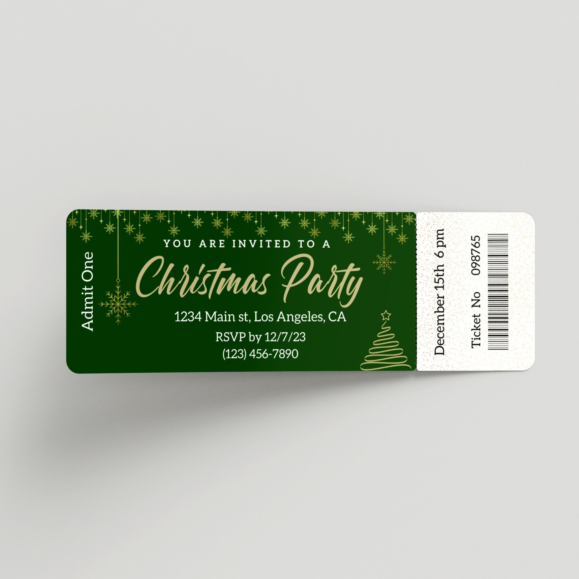 Christmas Event Ticket Canva Template, Editable Holiday Tickets Party ...