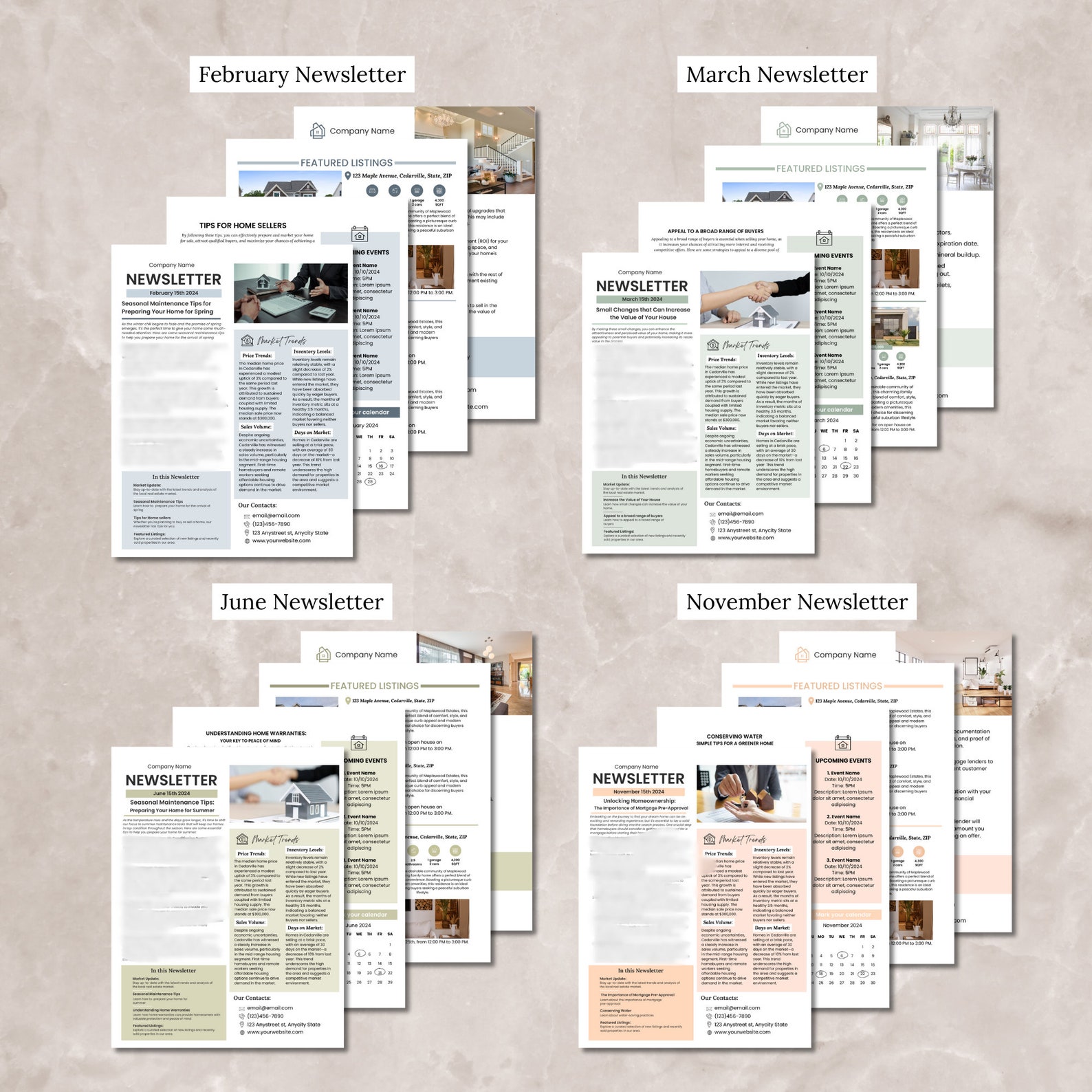 Real Estate Newsletter Canva Template 12 Month Editable Realtor ...