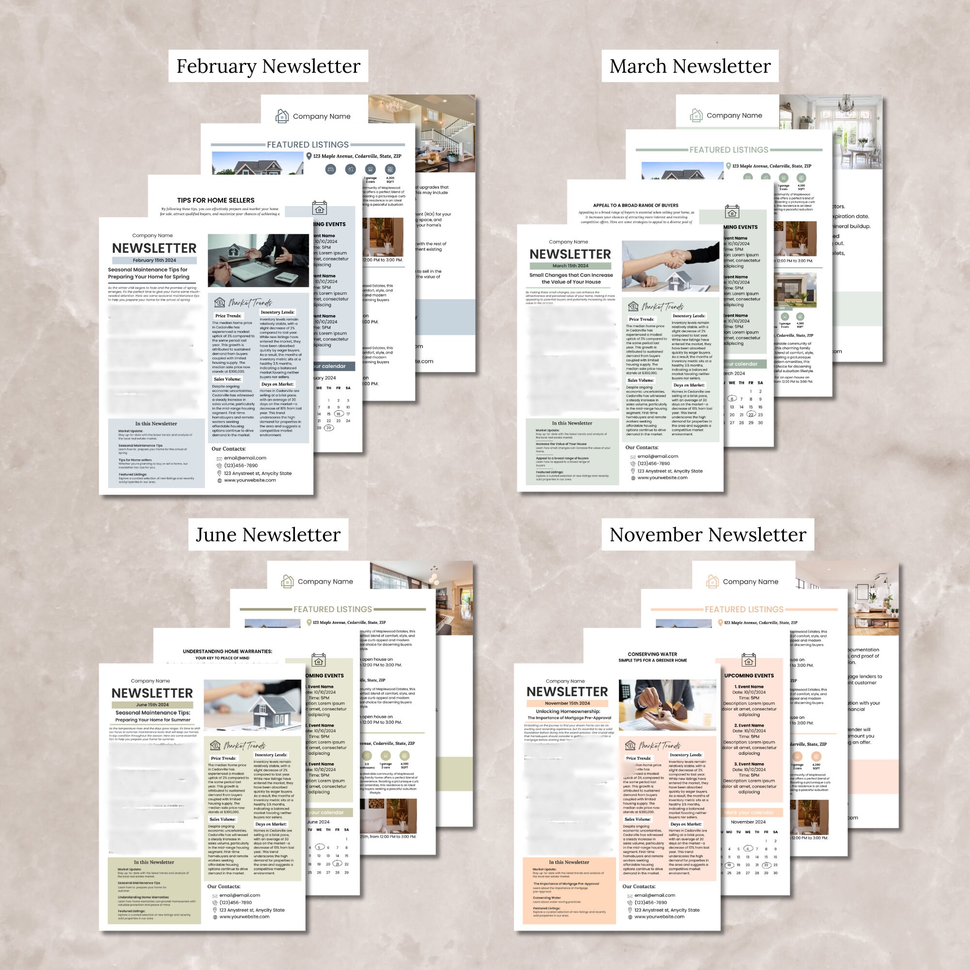Real Estate Newsletter Canva Template 12 Month Editable Realtor ...