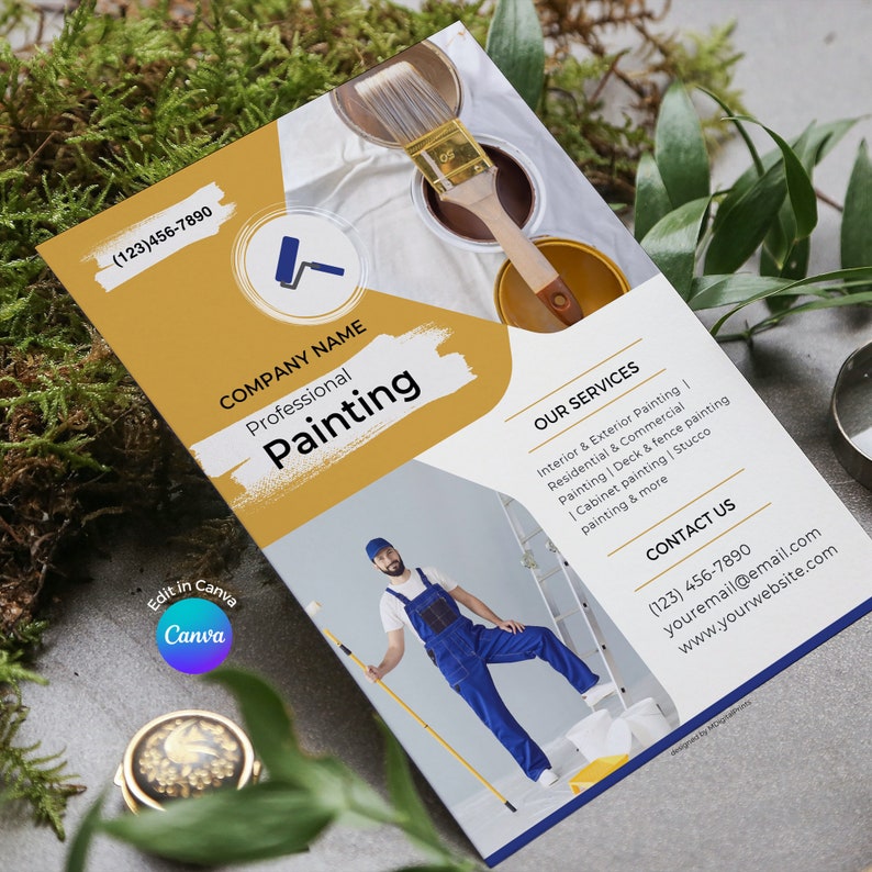 Painter Services Flyer Canva Template, Painting Company Business Flyer ...