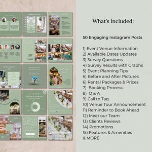 Event Venue Rental Instagram Posts Canva Template Editable Wedding ...