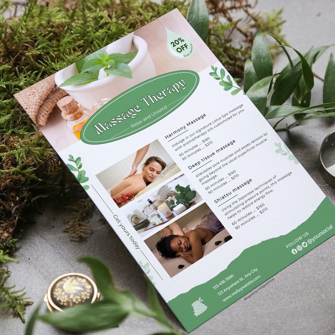 Massage Therapist Flyer Canva Templates, Massagist Business Promotion ...