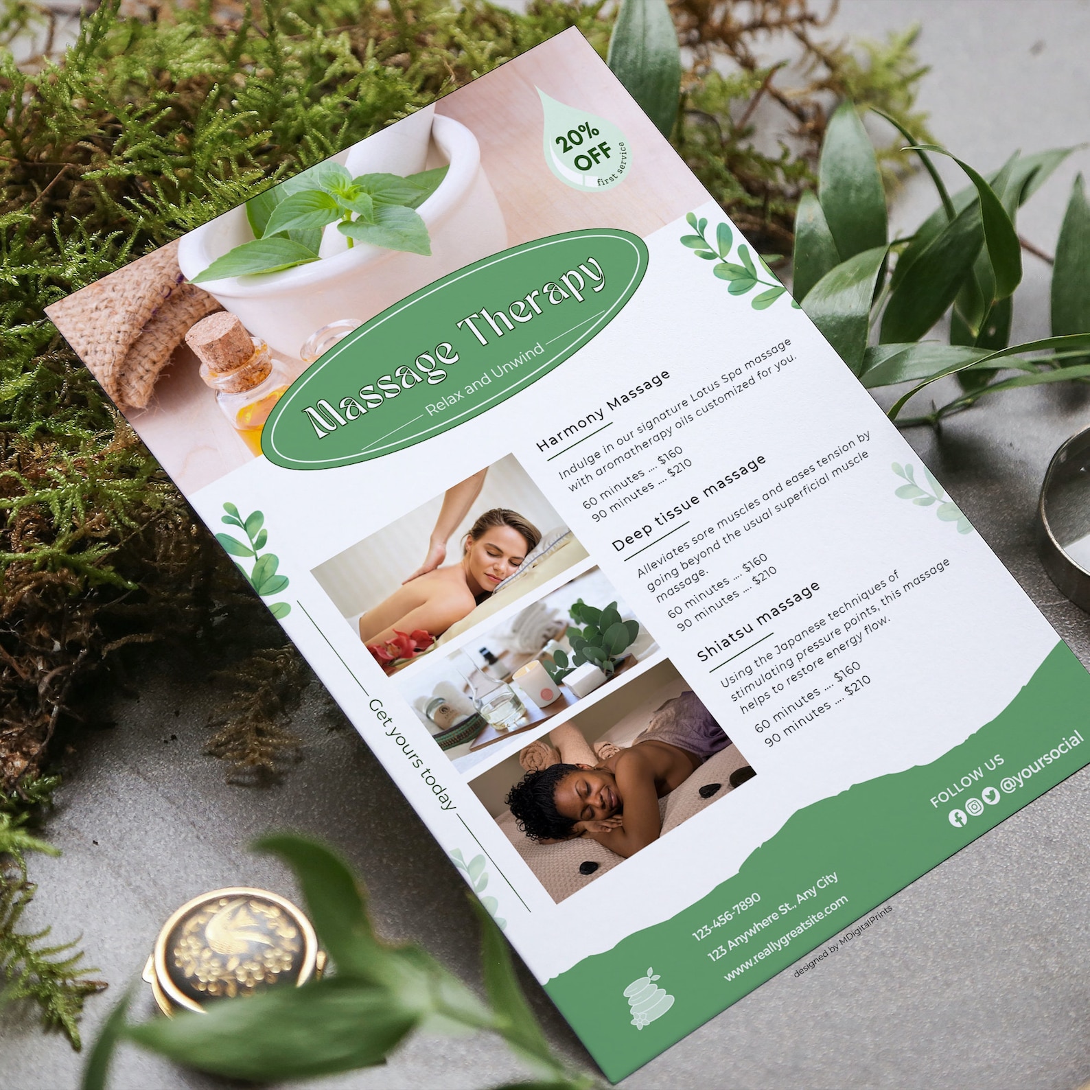 Massage Therapist Flyer Canva Templates, Massagist Business Promotion ...