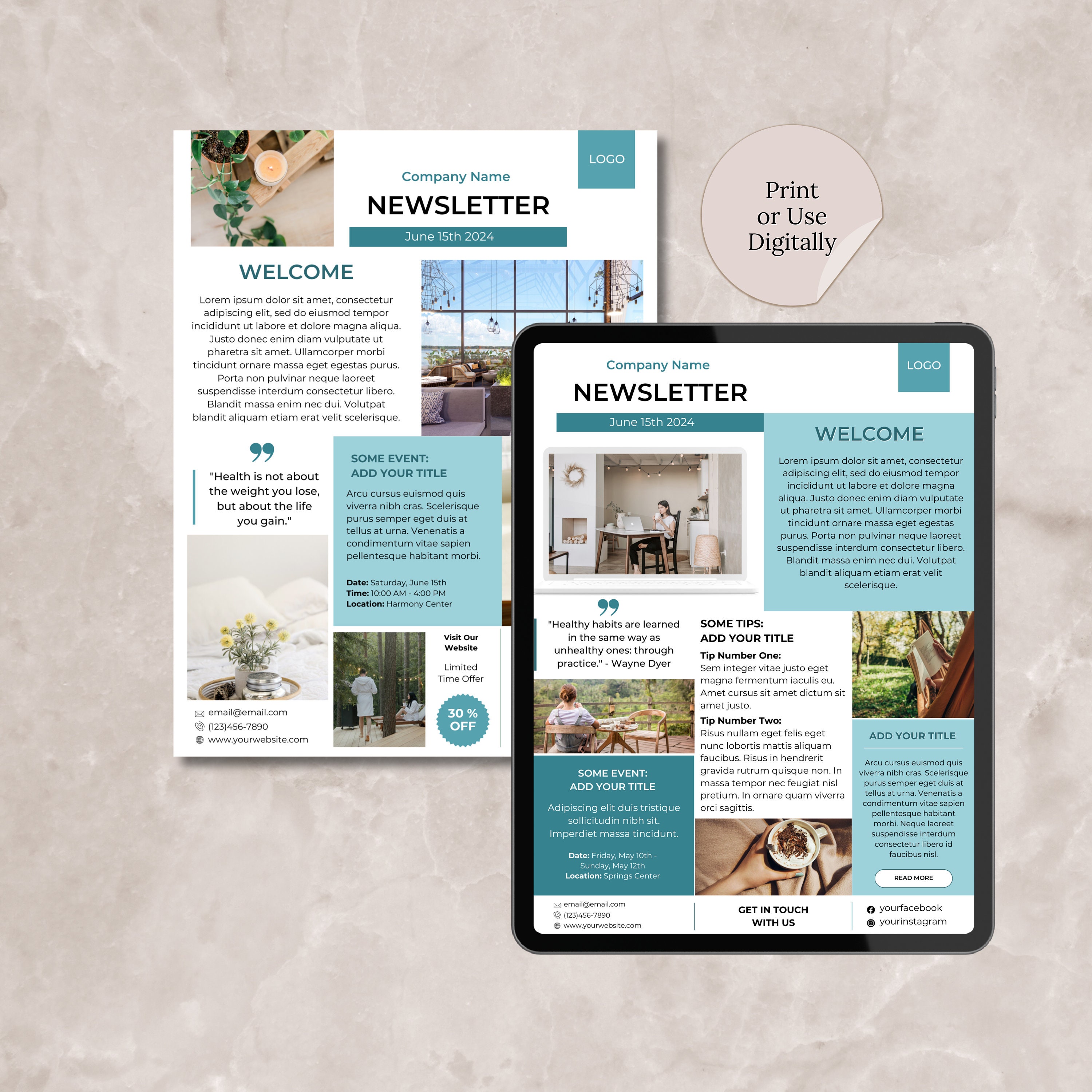 Newsletter Email Template Canva Blue Professional Editable Business ...