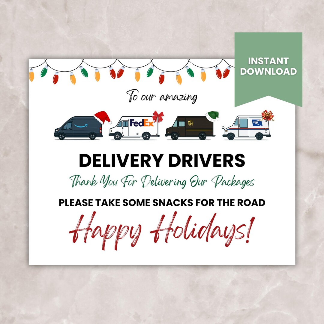 Delivery Driver Snack Sign Printable, Delivery Driver Thank You Sign ...