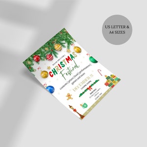 Christmas Festival Poster Canva Template, Editable Holiday Festival ...