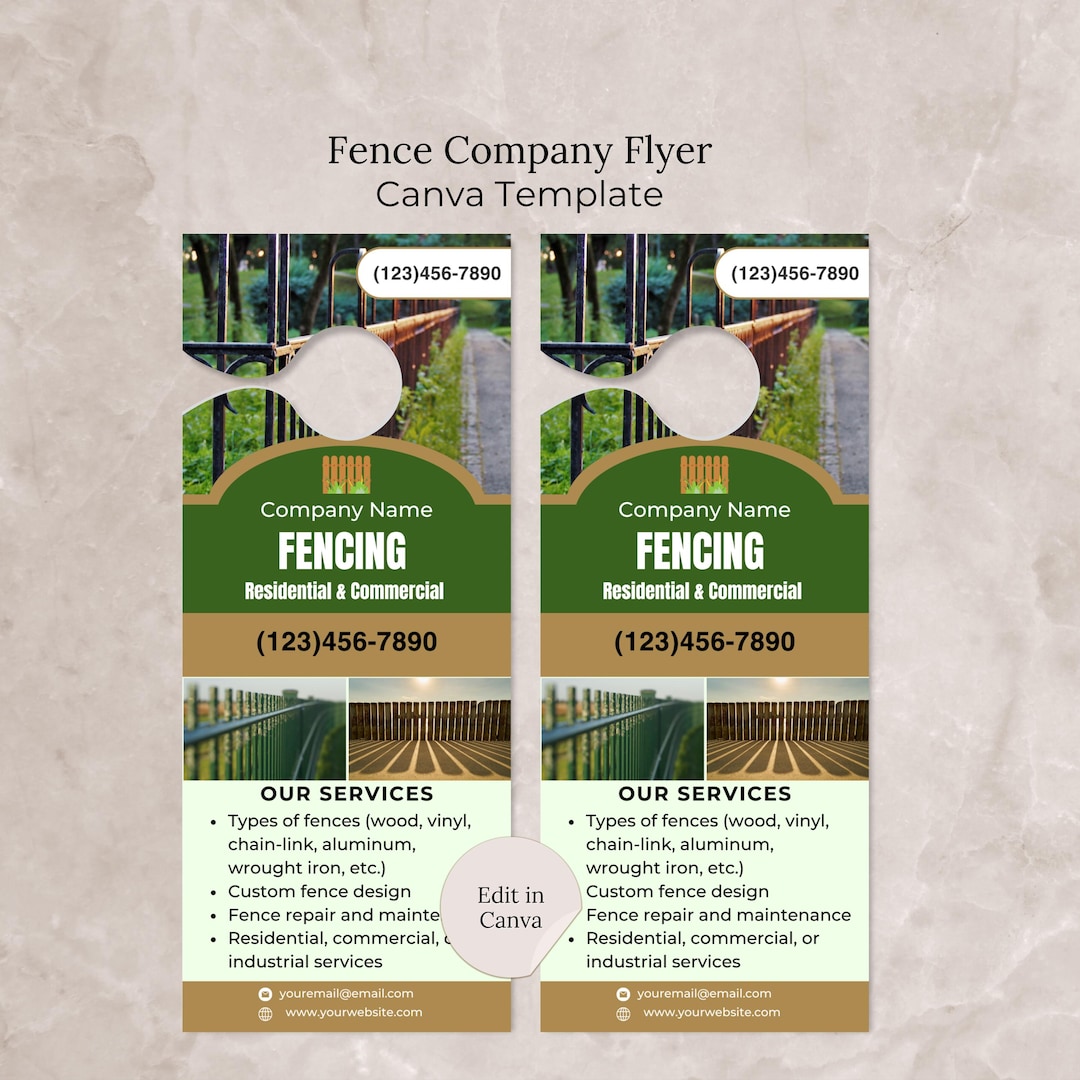 Fence Company Flyer Canva Template, Editable Fencing Flyer, Fence ...
