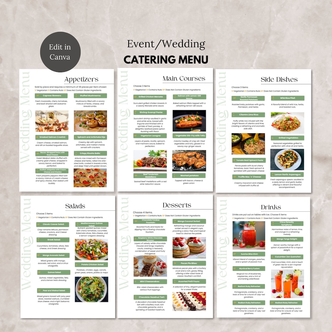 Catering Menu Price Guide Template Canva. Wedding Catering Charcuterie ...