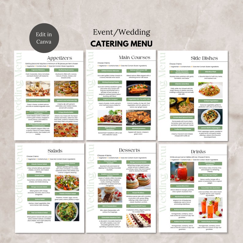 Catering Menu Price Guide Template Canva. Wedding Catering Charcuterie ...