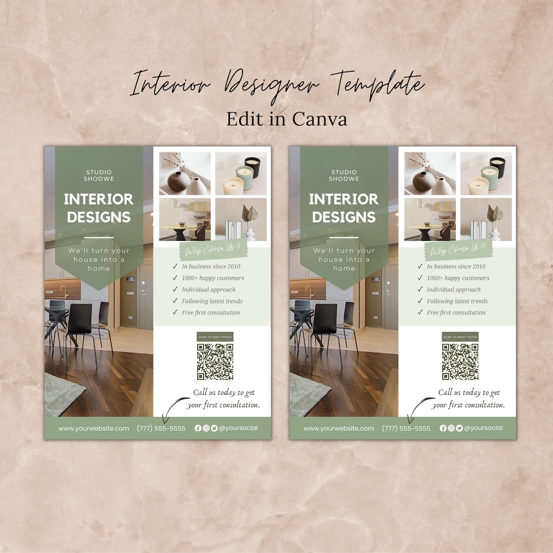 Interior Designer Flyer Canva Template, Interior Design Business ...
