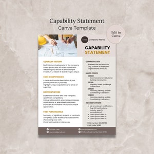 Capability Statement Canva Template Editable Capability Statement ...