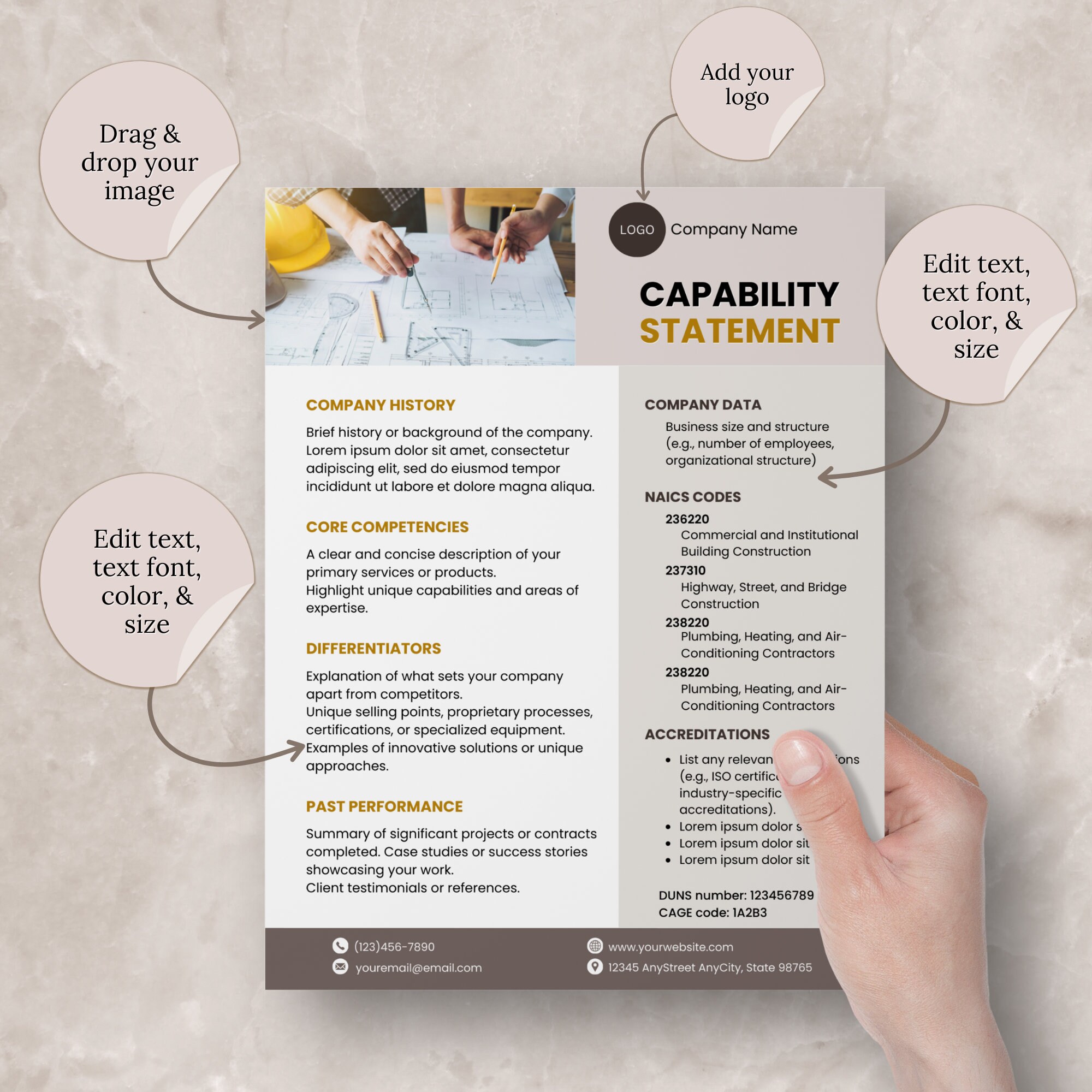 Capability Statement Canva Template Editable Capability Statement ...