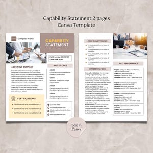 Capability Statement Canva Template Editable Capability Statement Document Government ...