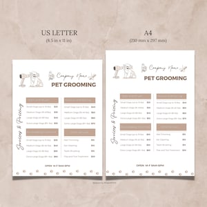 Pet Salon Grooming Price List Canva Template, Pet Groomer Editable ...
