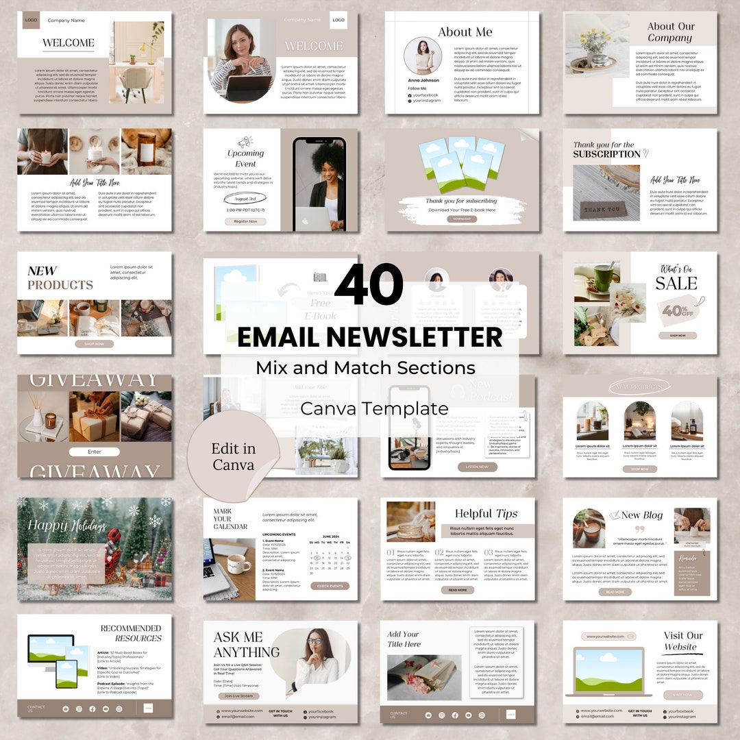 Email Newsletter Canva Template, Email Marketing Newsletter, Editable ...