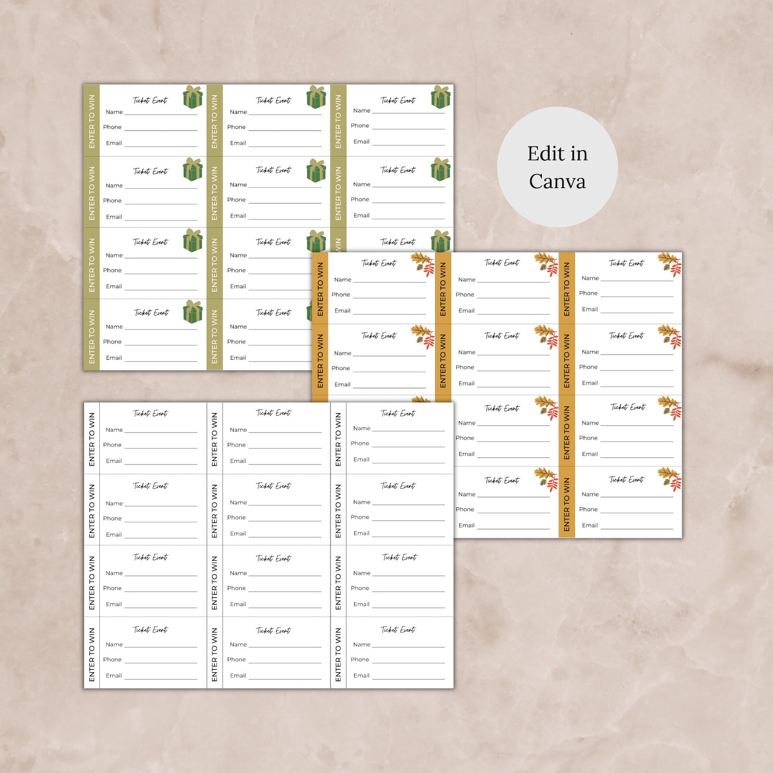 Editable Raffle Tickets Canva Template, Enter to Win Tickets ...