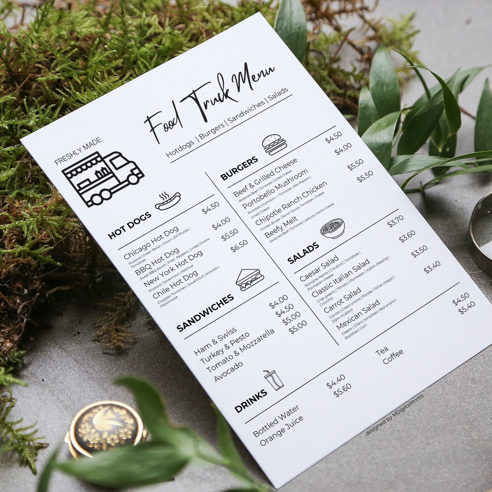 Food Truck Menu Canva Template, Editable Fast Food Menu, Minimalist ...