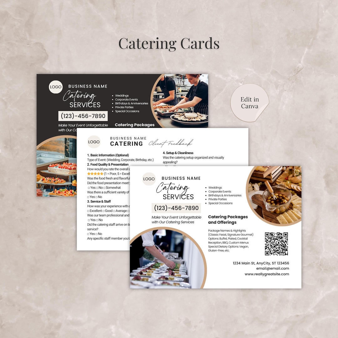 Catering Flyer Cards Template Canva, Editable Catering Business ...