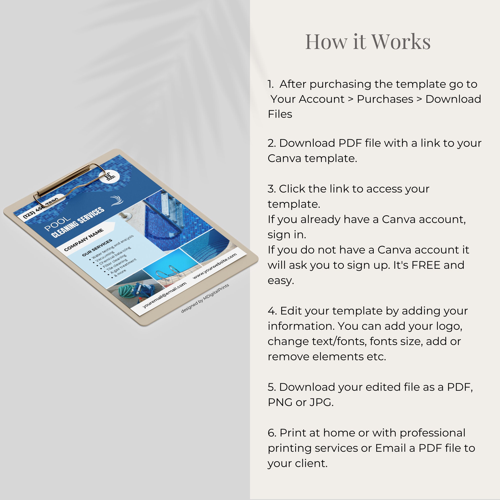 Pool Services Flyer Canva Template, Swimming Pool Cleaning Business ...