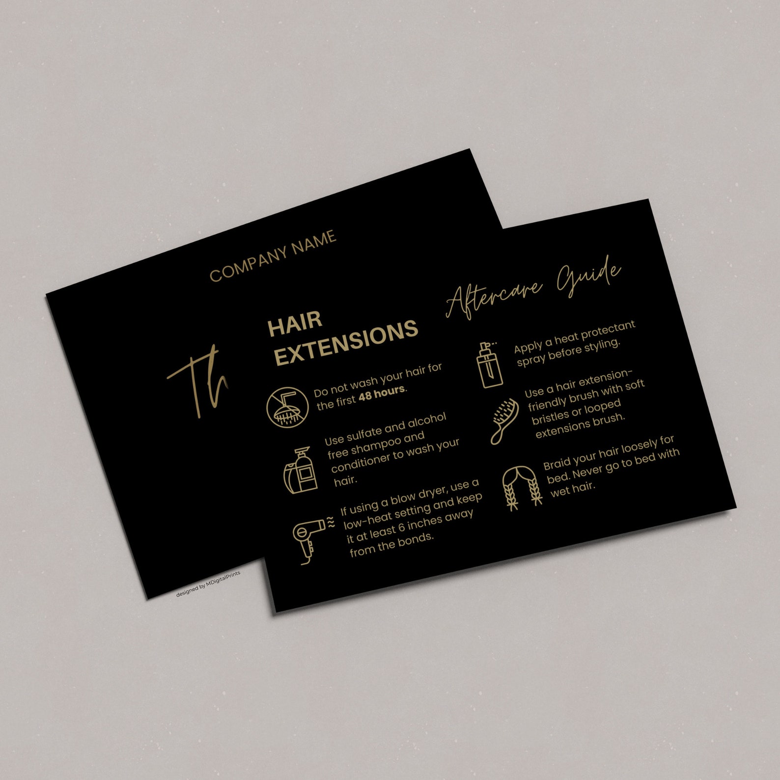 Hair Extensions Aftercare Card Template Canva, Editable Hair Extension ...