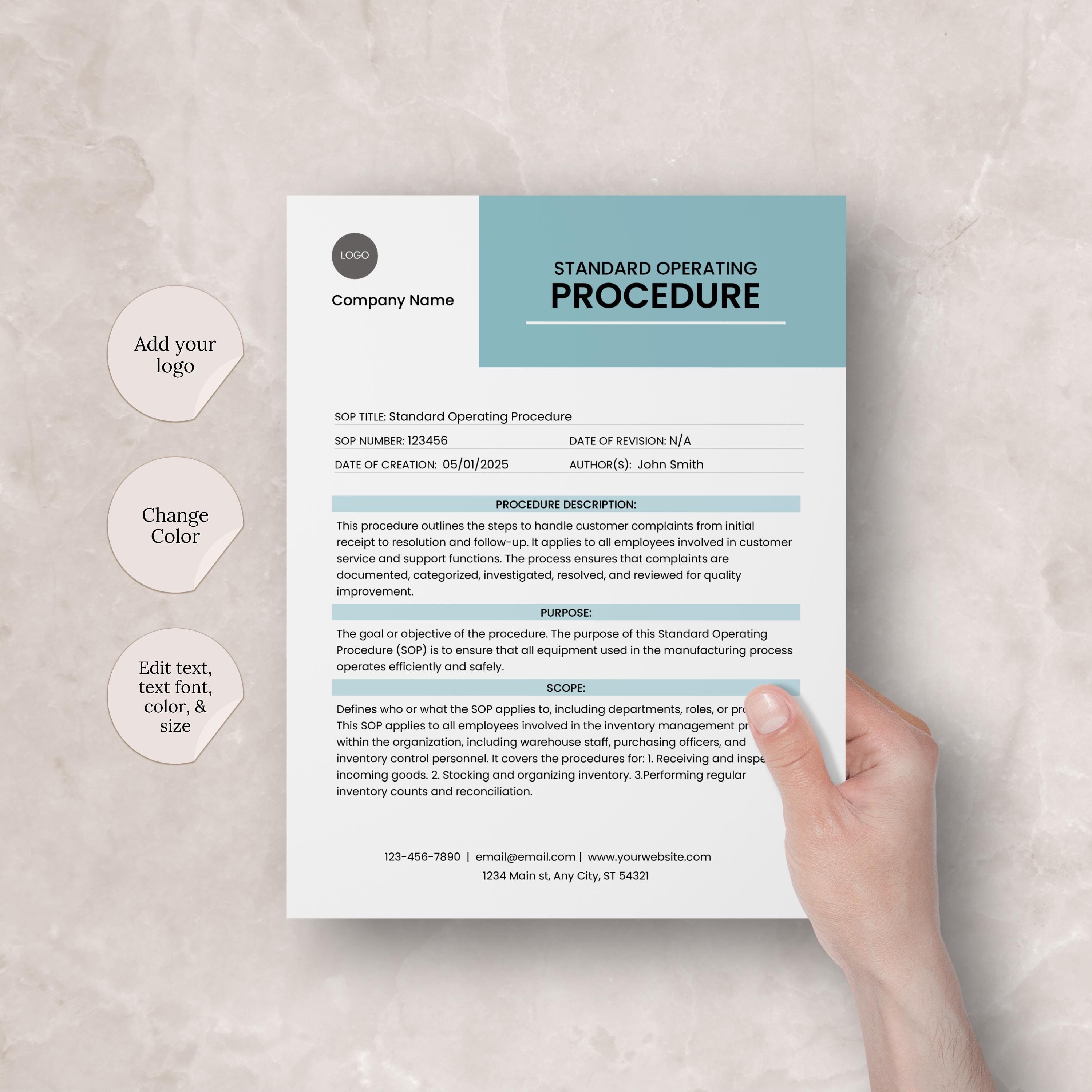 Standard Operating Procedure Template Docs, Editable SOP Document ...