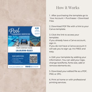 Professional Pool Service Flyer, Editable Canva Template, Marketing ...