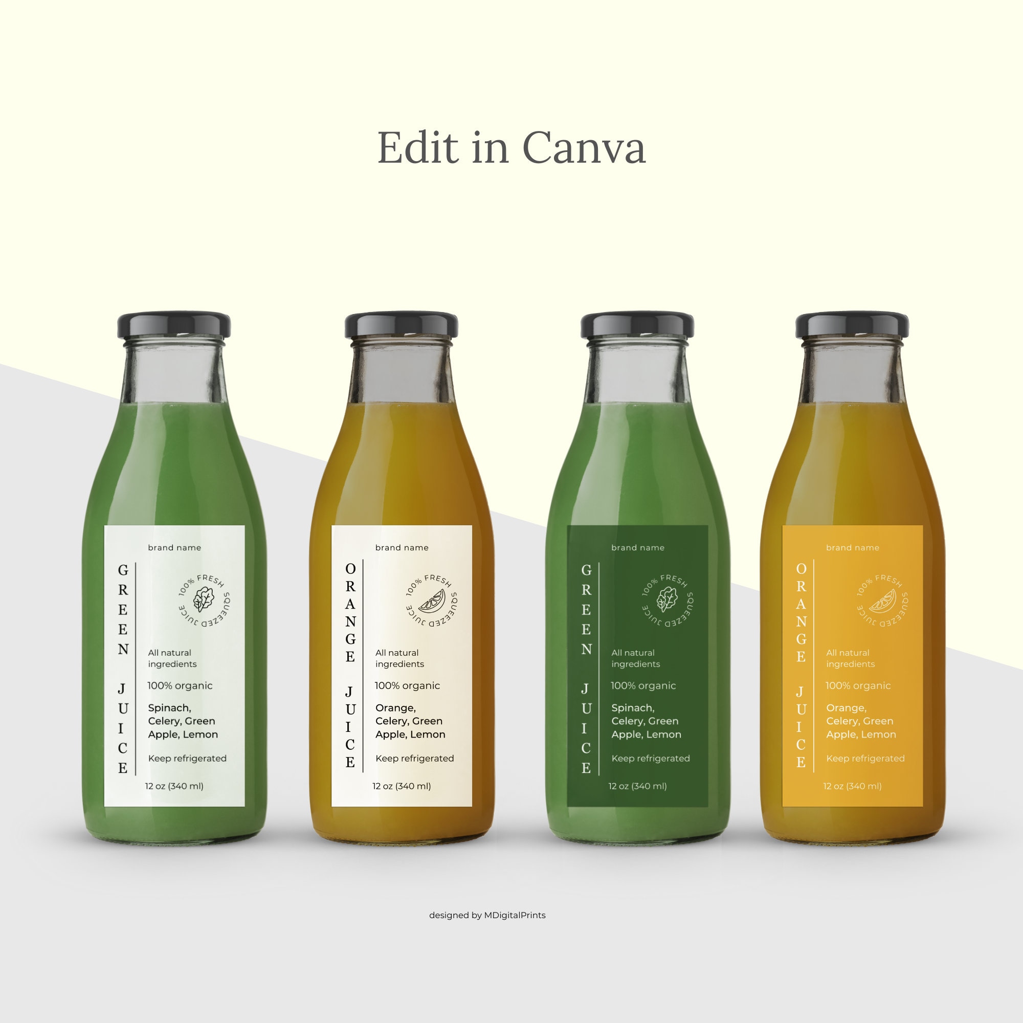 Editable Juice Labels Template Canva, Orange Juice Bottle Label ...