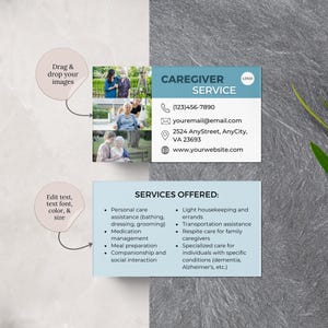 Caregiver Business Card Canva Template Bundle, Elderly Care Card ...