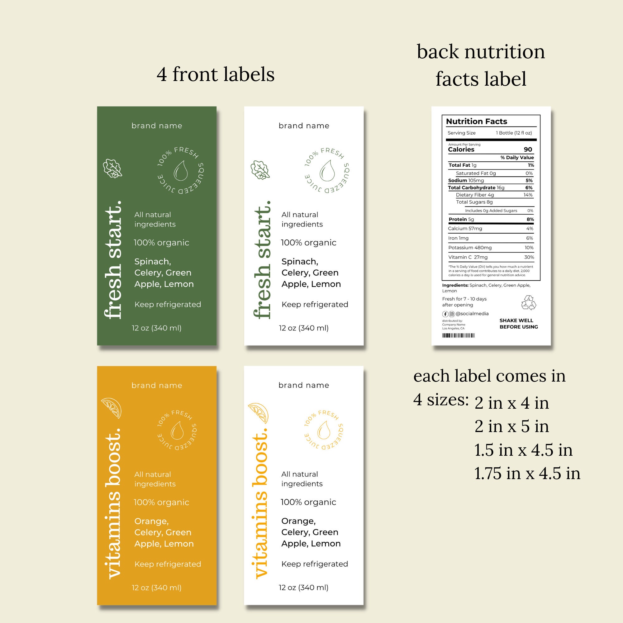 Editable Juice Labels Template Canva, Juice Bottle Label, Beverage ...