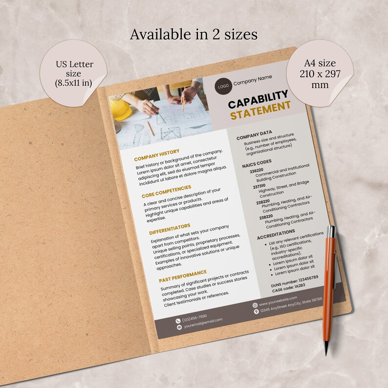 Capability Statement Canva Template Editable Capability Statement ...